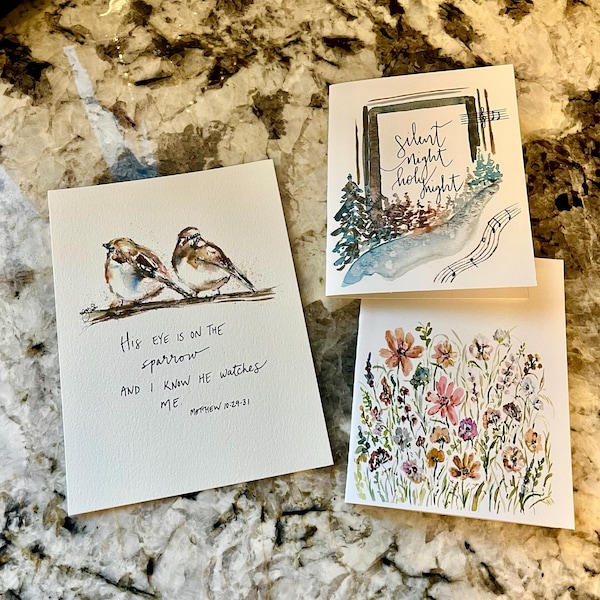 Pack of 6 Watercolour Scripture Cards, Bible Verse Handlettering Cards ...