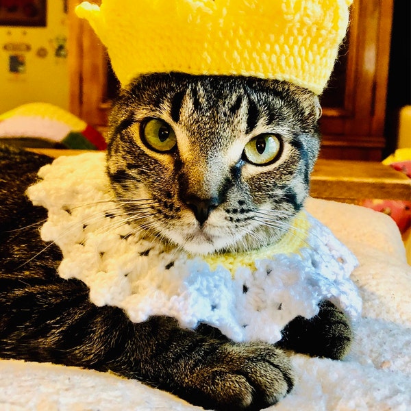 Crown and Collar for Cat, Princess Cat Outfit, Headpiece for Kitten ...