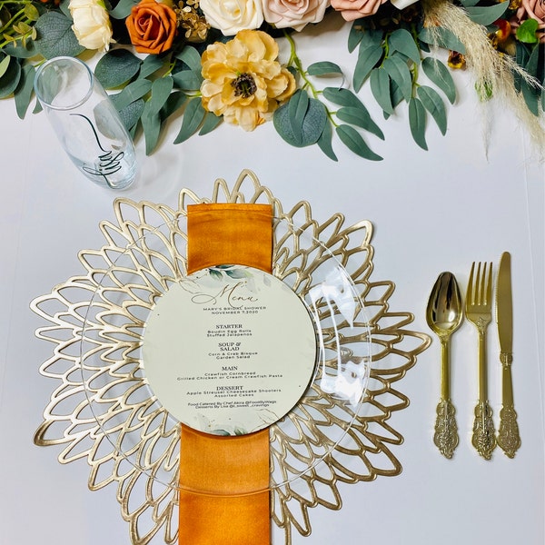 Boho Greenery Menu With White Roses (wedding, Bridal Shower, Dinner ...