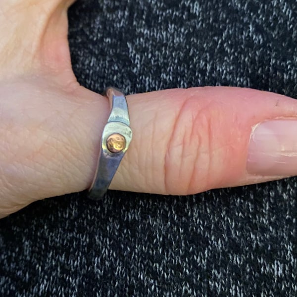 Stacking Ring, Mixed Metal Ring, Chunky Ring, Silver Thumb Ring, Rings ...
