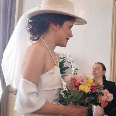 Handmade Bridal Formal Hat White Top Hat Mesh Veil Wedding - Etsy