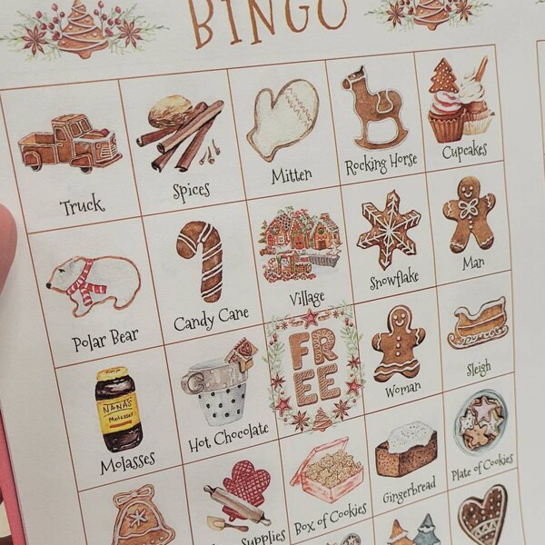 Gingerbread Bingo Cards - 50 PRINTABLE Unique Cards, Download, Senior ...