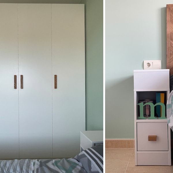 Classic Handles Homemade of Natural Oak Wood, Large Pulls Simple ...