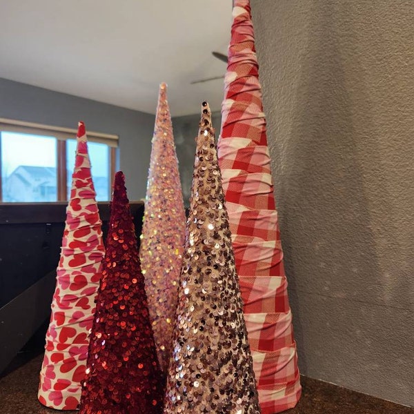 Valentine Cone Tree: Handmade Fabric Table Decor, (sold Individually ...