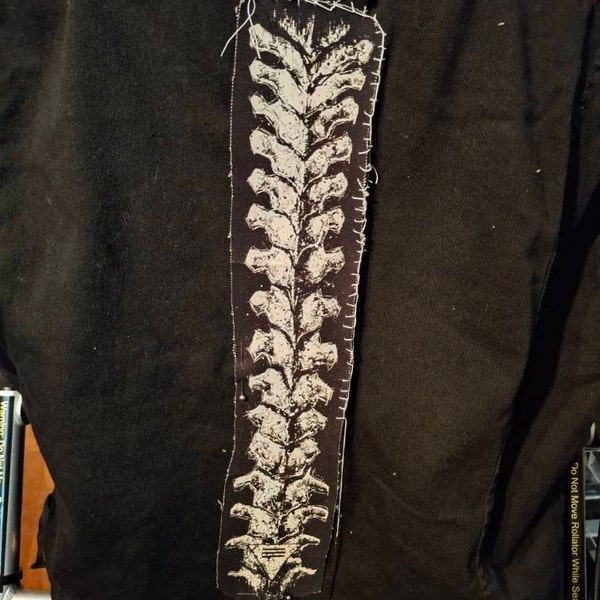 Spine With Wings, Back Patch, Spinal Column, Skeleton Patch, Bones Patch, Cloth Patch, Badge ...