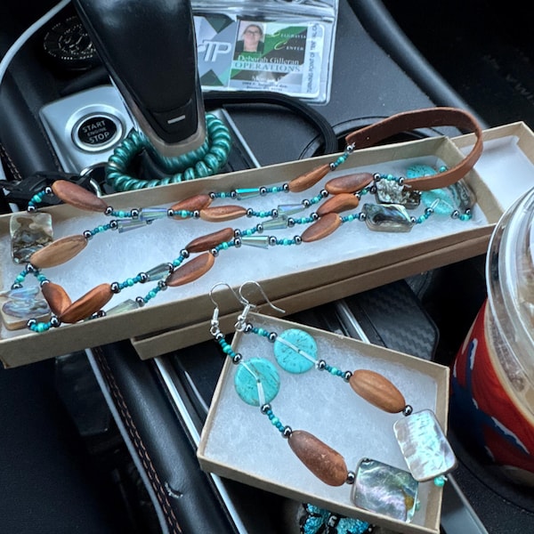 Native American Artist Designed Necklaces -layered- Abalone,pine Nuts ...
