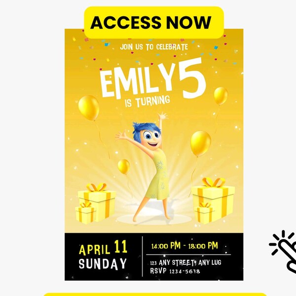 Editable Inside Out Invitation Envy,custom Canva Kids Birthday Invite ...