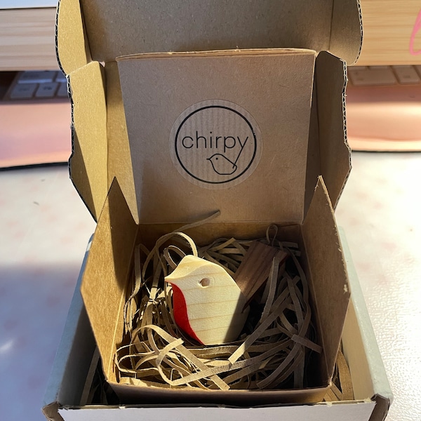 Little Chirpy: Yellow Ash, Cute Wooden Robin, Handmade Bird Figurine ...