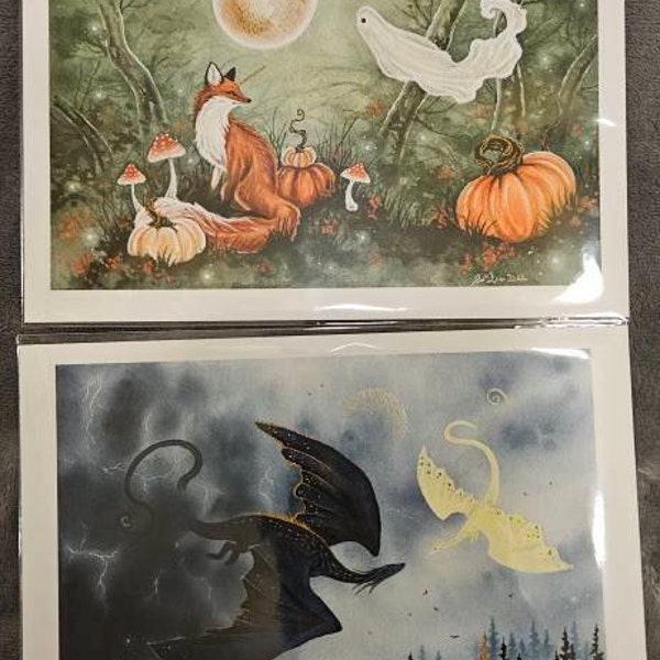 Fox Art Watercolor Print - Ghosty Meets a Foxicorn - Fantasy Art ...