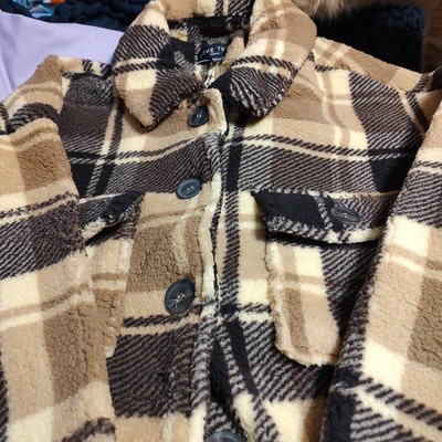 Oversized Plaid Shacket With Sherpa Lining Warm Cozy and - Etsy