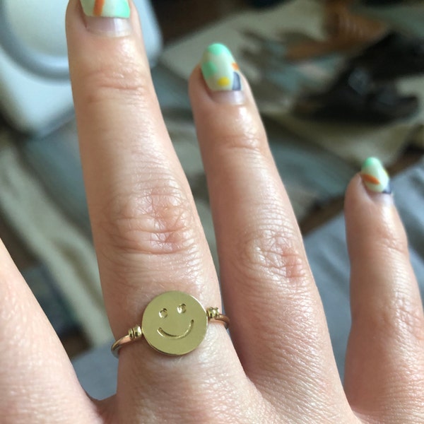 Mood Ring, Smiley Face Ring, Happy Face Ring, Flip Ring, Spinner Ring ...