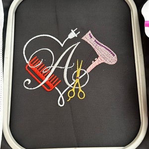 Beautician Tools Machine Embroidery Design, Hairdryer, Hairdresser ...