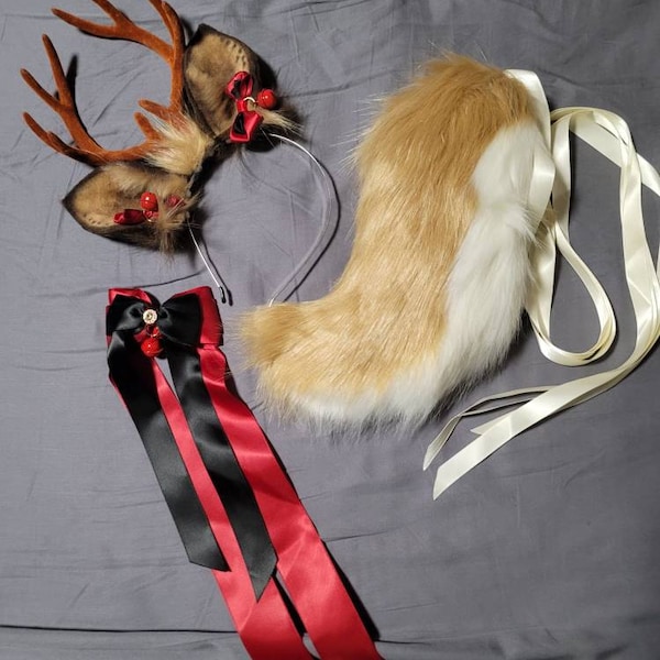Realistic Faux Fur Snow Leopard Ear and Tail Set Anime Cosplay Tail and ...