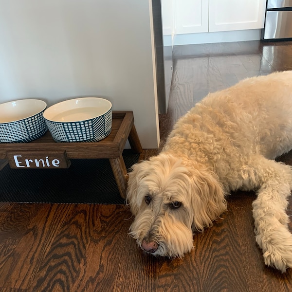 Dog Food Table Stand | Dog Dinner Table | Elevated Rustic Farmhouse Dog ...