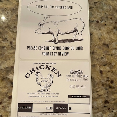 Chicken Poultry Custom Processing Label Pl 90-492 EXEMPT Pasture Raised ...