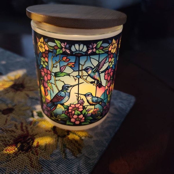 Hummingbird Stained Glass Designed Battery Operated Tea Light Holder - Etsy