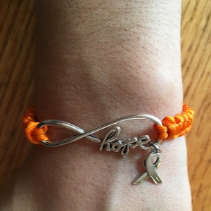 Orange Awareness Ribbon HOPE Charm Bracelet with Optional Hand | Etsy