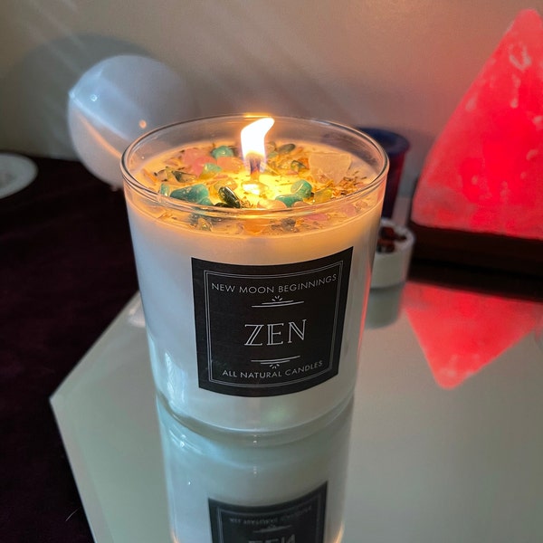 Zen Candles - Relaxation Candles - Crystal & Herb Candle - Aromatherapy ...