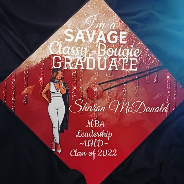 Graduation Cap Topper/classy Graduate/ Red Glitter/ Black Girl Magic - Etsy