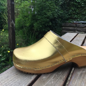 Patent Leather Clogs Gold - Etsy