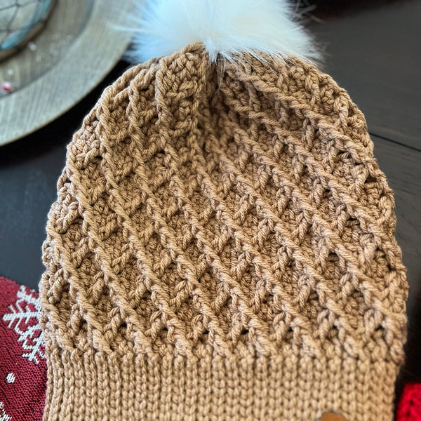 Crochet Pattern - Remington Diamond Cable Hat / Toque / Beanie by ...