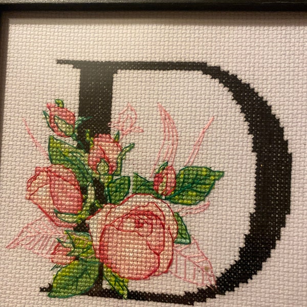 Monogram Cross Stitch Pattern Letters D Flower Alphabet Font Name Rose ...