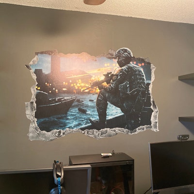Warzone Wall Decal Smashed 3D Graphic Battlefield Wall Sticker Art ...