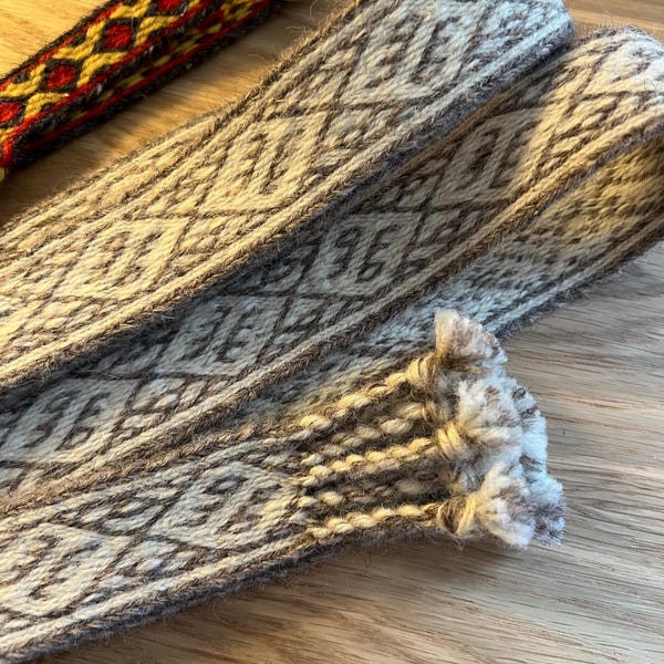 Tablet Woven Belt 3,5m - UNIQUE - 100% Wool - Keys and Combs - Tablet Weaving - Tunic Belt ...