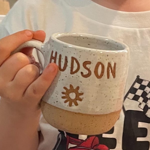 PREORDER: Custom Child's Mug - Custom White Speckled Mug Mini Ceramic ...