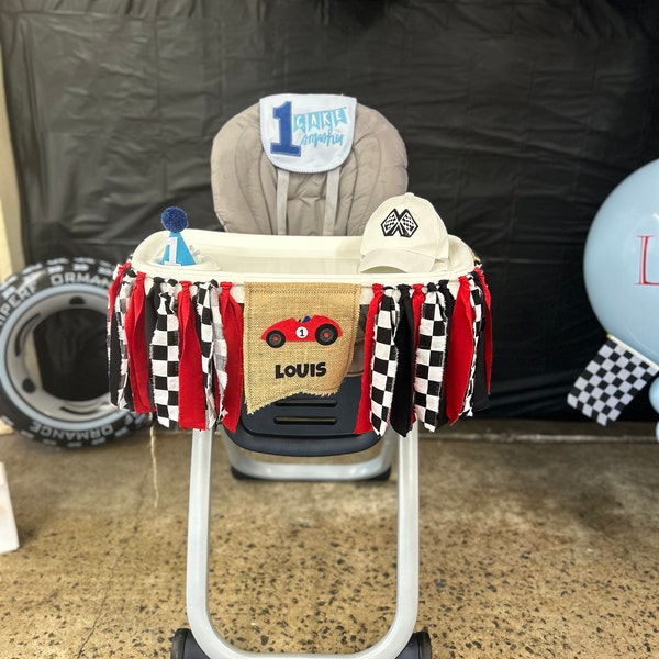 Racing Girl Birthday Banner, Race Car, High Chair Garland, Checkered ...