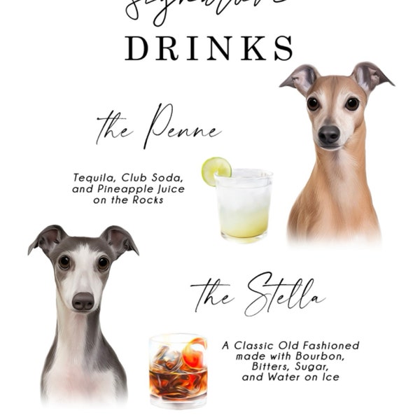 Dog Custom Drink Sign Dog Signature Drink Sign Dog Signature Cocktail ...