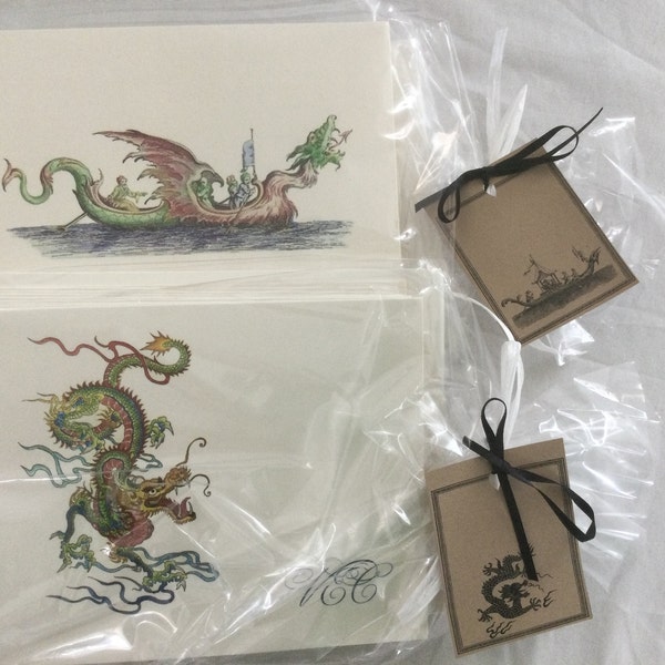 Personalized Dragon Notecards, Asian Chinese Note Cards, Monogrammed ...
