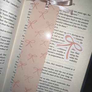 Coquette Bow Bookmark Pink Bookmark With Ribbon Pink Coquette Bookmark ...