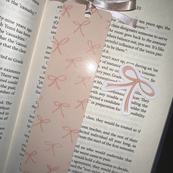 Coquette Bow Bookmark Pink Bookmark With Ribbon Pink Coquette Bookmark ...