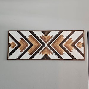 Geometric Handmade Wood Wall Art, Aztec Wood Wall Hanging, Boho Rustic ...