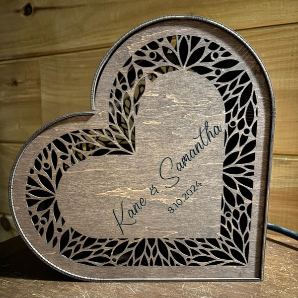 Personalized Heart Wedding Card Box: Rustic Wooden Gift - Etsy