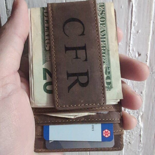 Custom Leather RFID Wallet Handwriting Engraved Genuine Leather Wallet ...