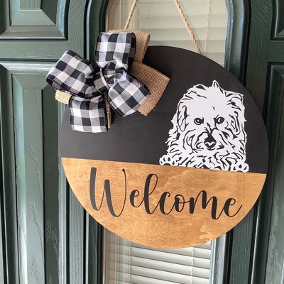 Personalized Pet Door Hanger From Photo/ Pet Welcome Sign/ Dog Door ...