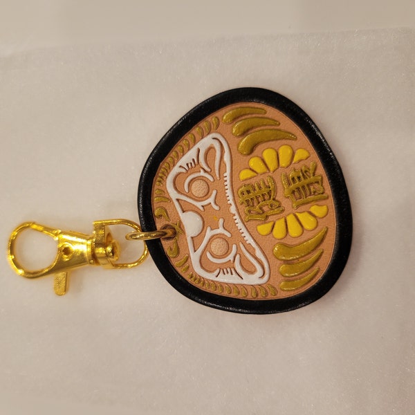 The Great Wave off Kanagawa Keychain - Hand Painted Leather Keychain ...