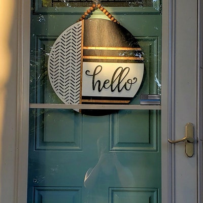 Welcome Scribble Door Sign Year Round Front Door Wreath - Etsy