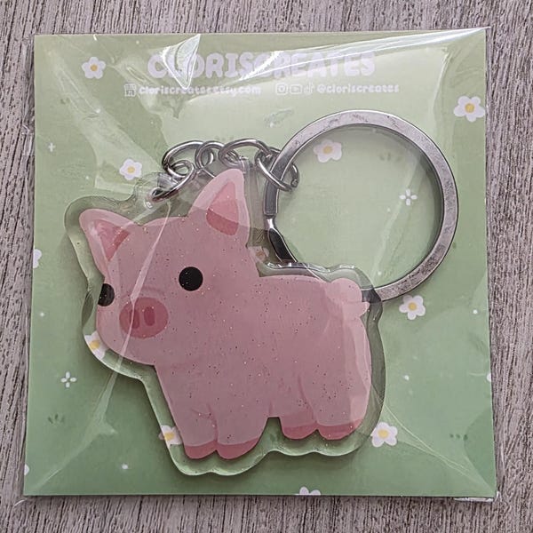 T-rex Tyrannosaurus Rex Dinosaur Acrylic Glitter Keychain | Kawaii ...