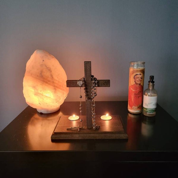 Wooden Cross, Cross With Candles, Cross With Candle Holder, Handmade ...