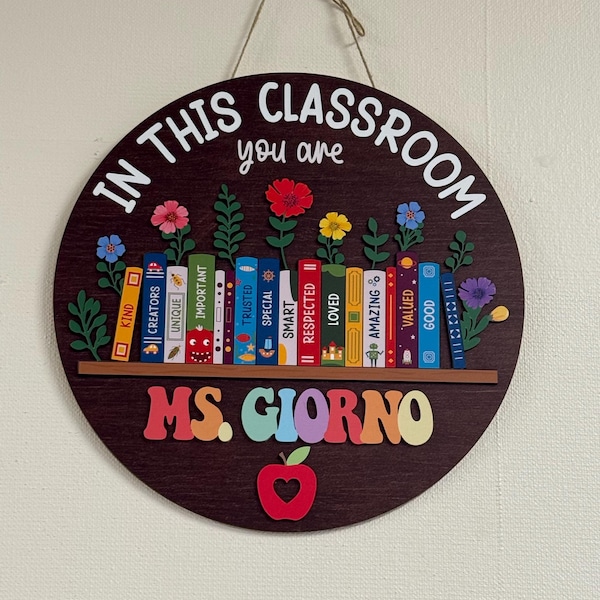 Custom Classroom Door Sign, Classroom Decor, Teacher Wooden Door Sign ...