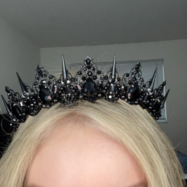 Black Wedding Crown, Gothic Wedding Crown, Spike Crown Black Tiara With ...