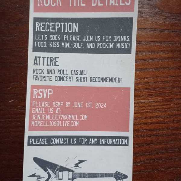 Personalised Rock Concert, Gig Ticket Wedding Invite, Invitations, Save ...