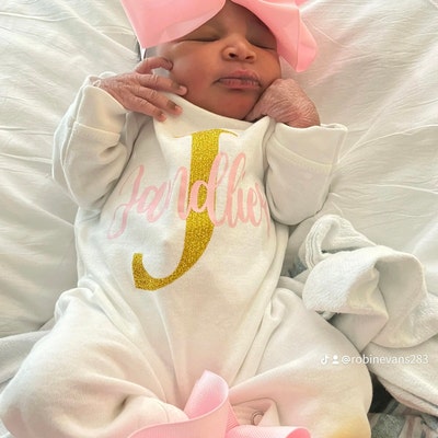 Baby Girl Outfit, Coming Home Outfit, Custom, Handmade, Personalized Newborn, Babyshower Gift ...