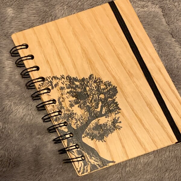 Wooden Notebook, Custom Tree Journal ( Blank or Line Ivory Pages ...
