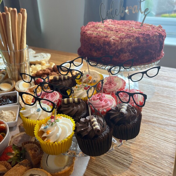 CAKE TOPPER GLASSES | Geek Specs Design | Cup Cake Flag | Food Pick ...