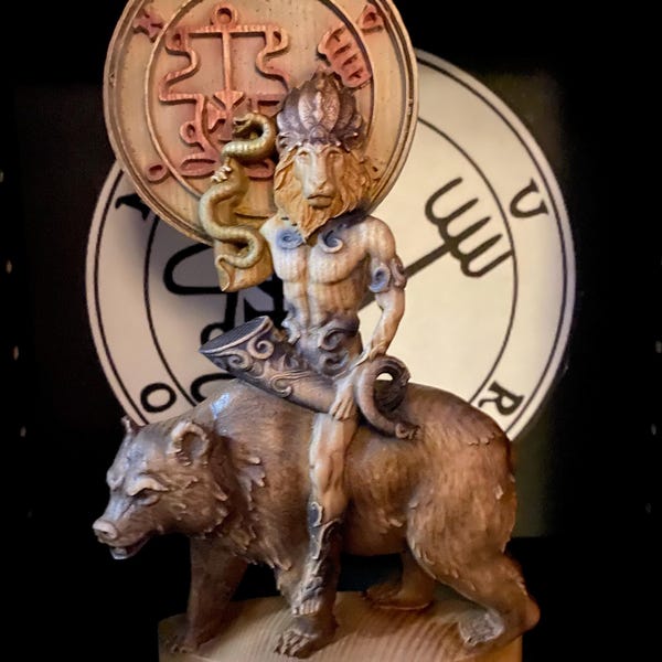 King Purson Wooden Statue, Goetia Demon Sculpture, Occult Decor - Etsy