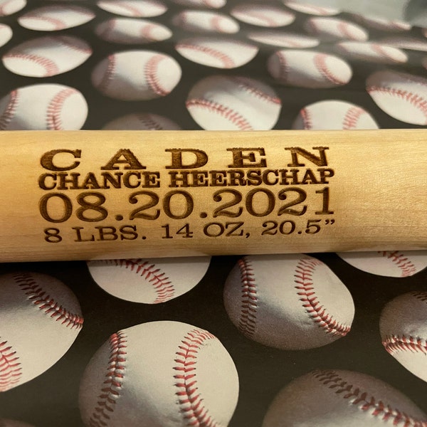 Personalized Baseball Bat Birth Announcement, Baby Boys Gift, Engraved ...